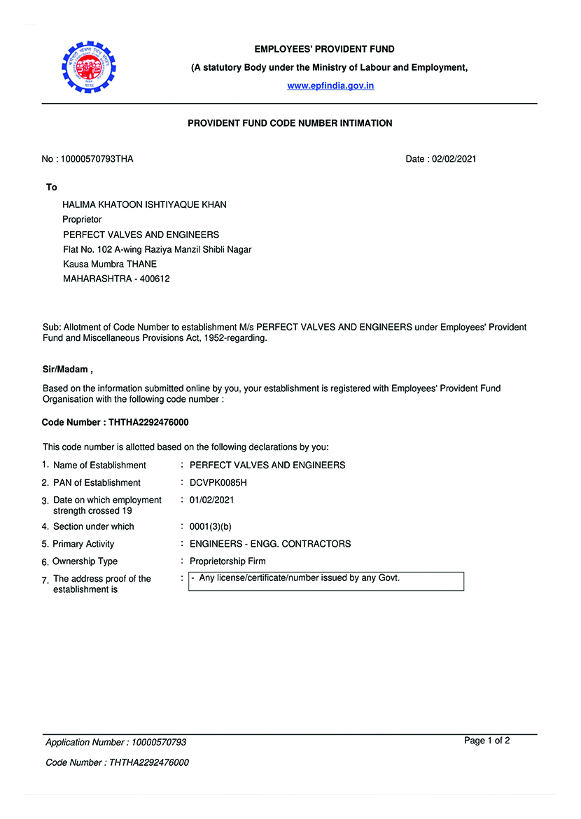 Certifications - Perfect Valves and Engineers